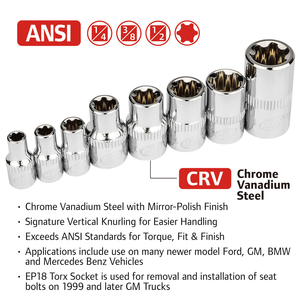 8 Piece E-Torx Plus Bit Socket Set – Ingersoll Rand Hand Tools